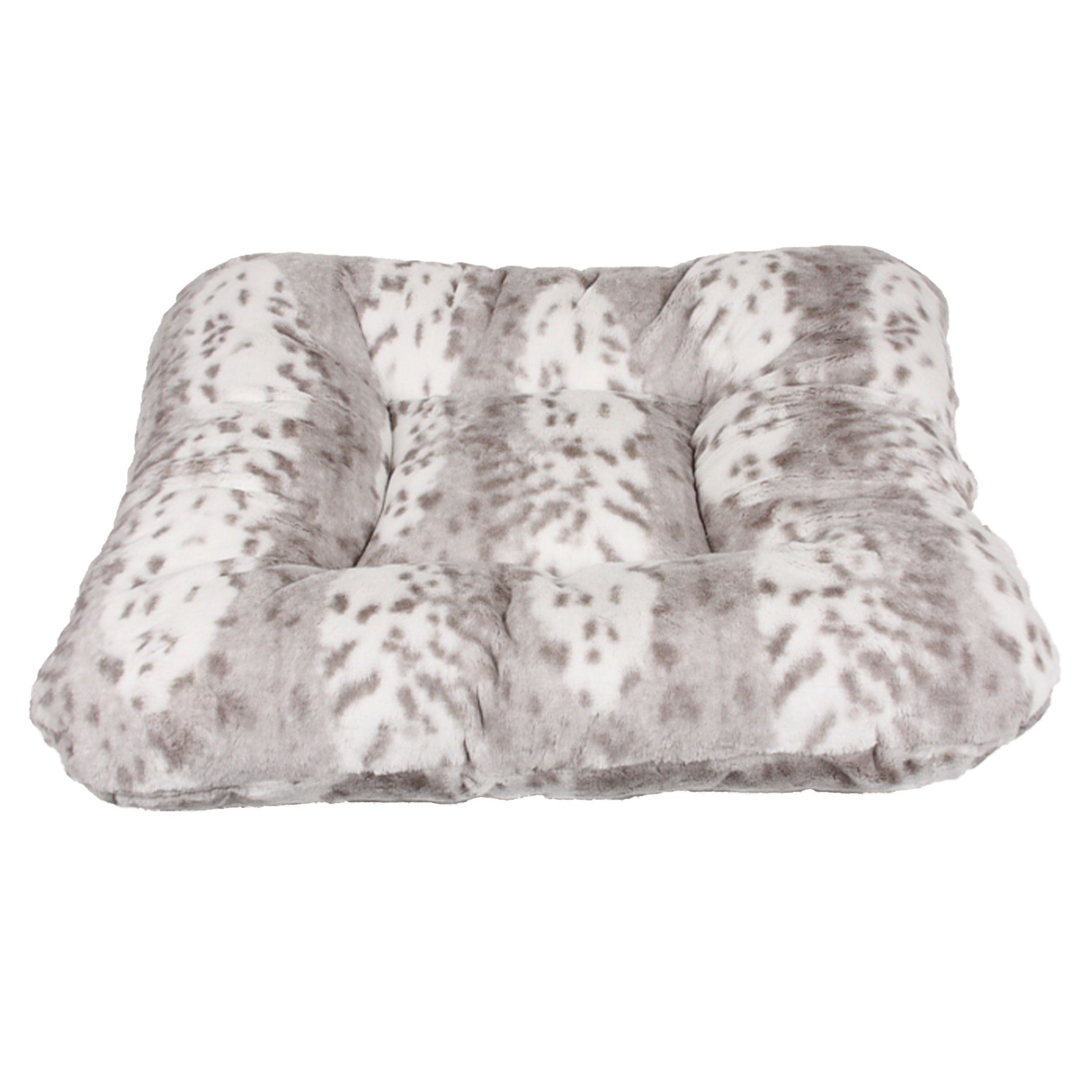 Platinum Snow Leopard Square Dog Bed | Susan Lanci Designs